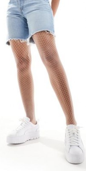 Monki - fishnet tights in white