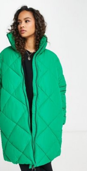 Monki - quilted jacket in green