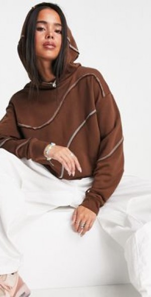 Nike - swirl print oversized fleece hoodie in brown
