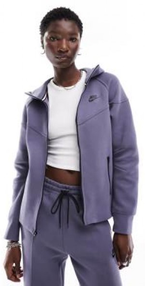 Nike - Tech Fleece full zip hoodie in purple-Gray