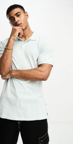 Only & Sons - acid wash polo in light blue