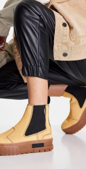 Puma - PUMA Mayze platform chelsea boots in tan with gum sole-Brown