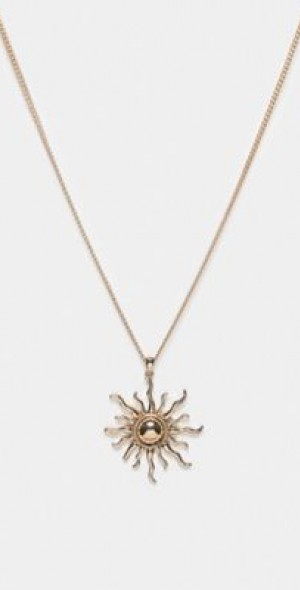 Reclaimed Vintage - unisex gold chain with sunshine pendant