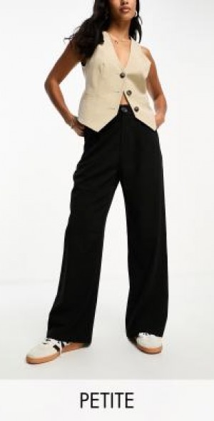 Stradivarius - Petite tailored wide leg pants in black