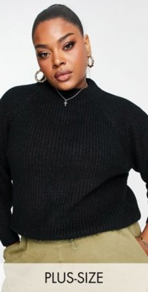 Threadbare - Plus Chloe high neck sweater in black