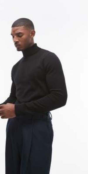 Topman - essential turtleneck sweater in black