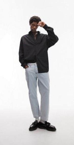 Topman - long sleeve super oversized formal shirt in black