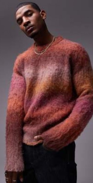 Topman - relaxed fit sweater in pink ombre