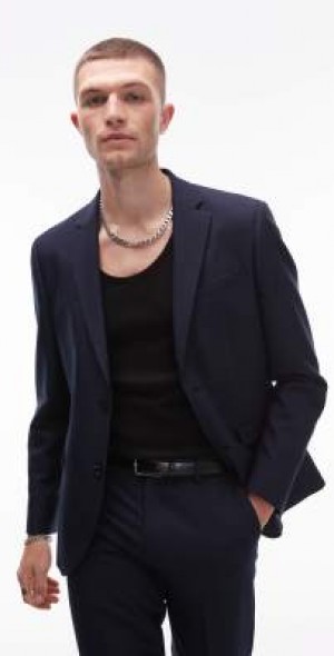 Topman - skinny suit jacket in navy