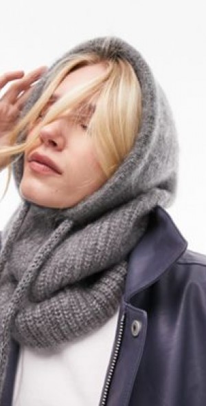 Topshop - Bea oversized balaclava in charcoal-Gray