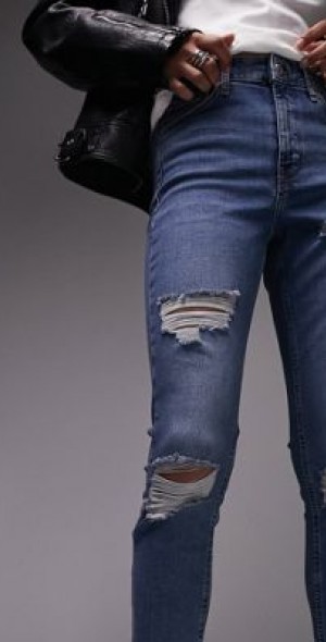 Topshop - Jamie jean with rip in mid blue