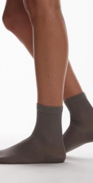 Topshop - sheer ribbed socks in gray