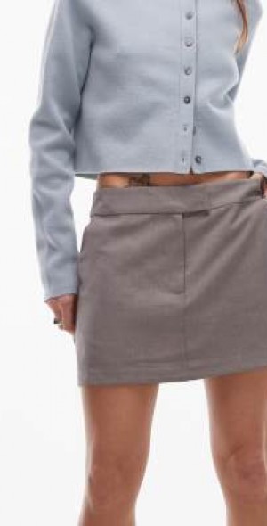 Topshop - tailored mini skirt in mink-Neutral