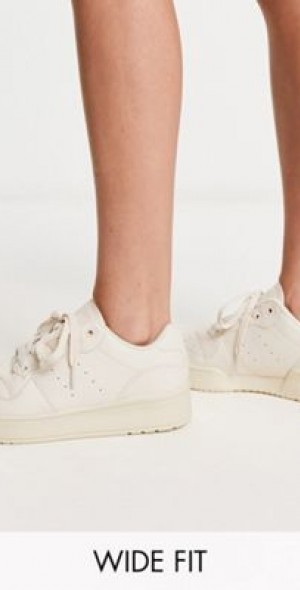 Truffle Collection - Wide Fit chunky flatform sneakers in beige drench-Neutral