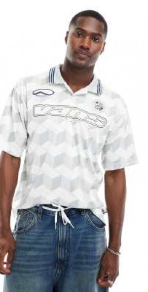 Vans - Rigsby soccer polo in white and gray
