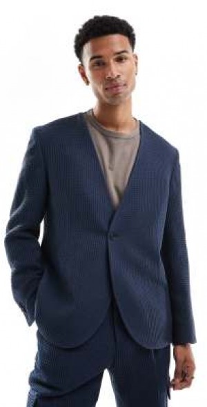 Viggo - elanga waffle suit jacket in navy - part of a set