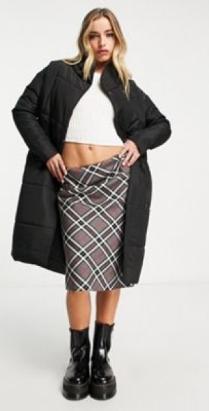 VIOLET ROMANCE - Violet Romance longline maxi puffer coat in black