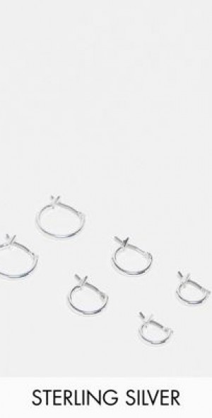 Weekday - 3-pack hoop earrings in silver