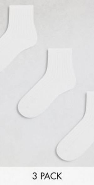 Weekday - Bella 3-pack ribbed socks in white