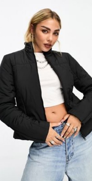 Weekday - Cindy light padded jacket with cinched waist effect in black