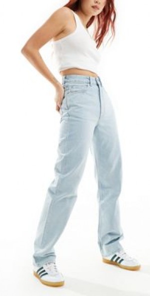 Weekday - Rowe extra high waist regular fit straight leg jeans in ...