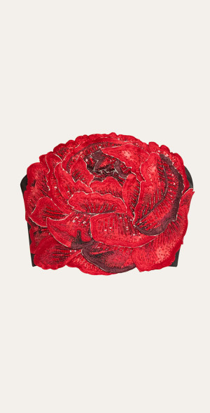 Alice Olivia Randie Crystal Floral Applique Crop Top