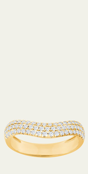 ALMASIKA - Berceau 18K Yellow Gold Bombee Pave Diamond Stack Band Ring