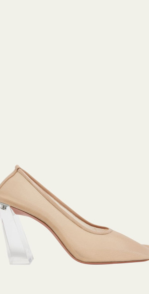 Amina Muaddi - Charlotte Mesh Plexi-Heel Pumps