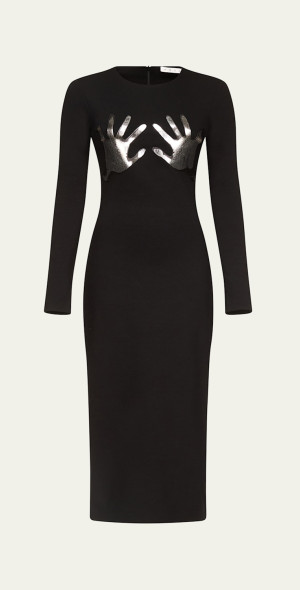 AREA - Handprint Body-Con Midi Dress