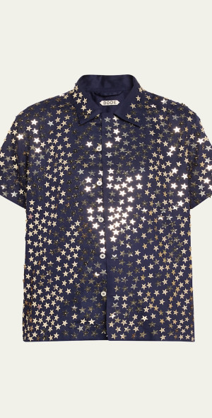 Bode - Sequin Spangled Star Button Down Shirt