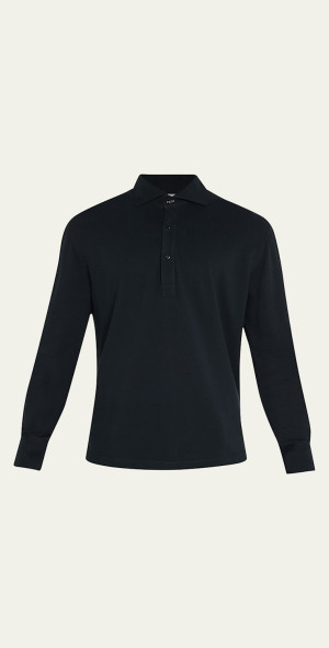 Brunello Cucinelli - Men's Pique Button-Cuff Polo Shirt