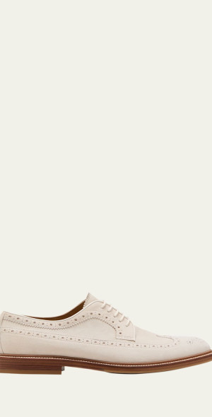 Brunello Cucinelli - Men's Suede Wingtip Derby Shoes