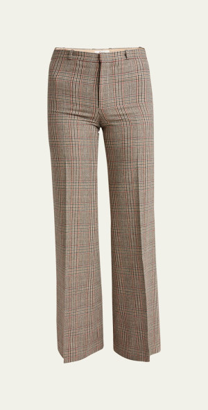Chloe - Prince of Wales Wide Leg Wool Trousers