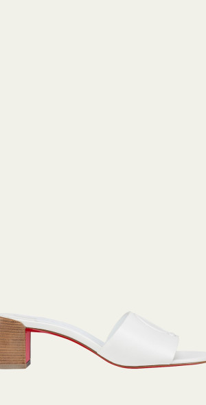 Christian Louboutin - Leather Logo Block-Heel Mules