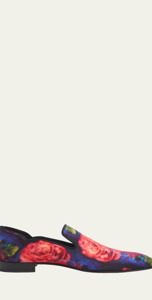 Christian Louboutin - Men's Dandy Chick Roses Satin Loafers