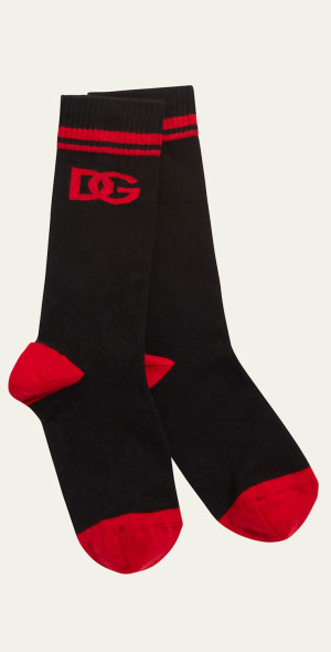 Dolce & Gabbana - Kid's Interlocking DG Logo Ribbed Socks