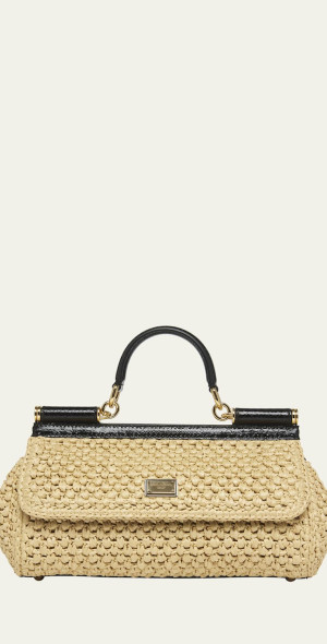 Dolce & Gabbana - Sicily Medium Python & Raffia Top-Handle Bag