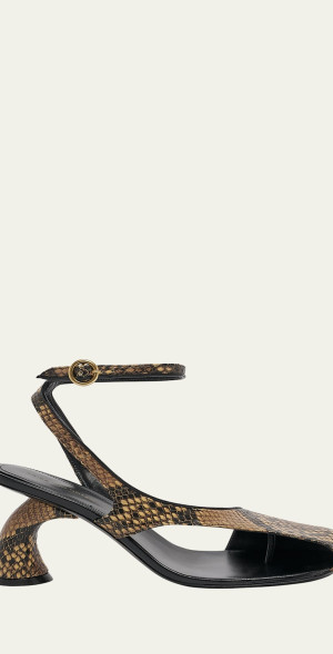Dries Van Noten - Virgo Snake-Embossed Asymmetrical Sandals