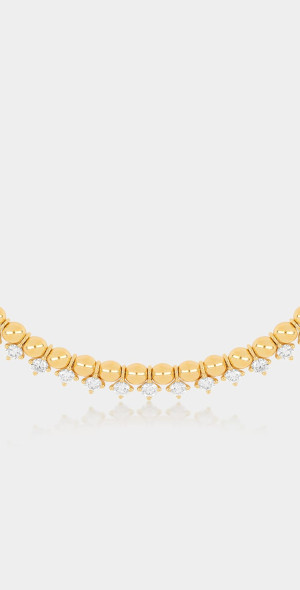 EF Collection - 14K Yellow Gold Diamond Ball Chain Necklace