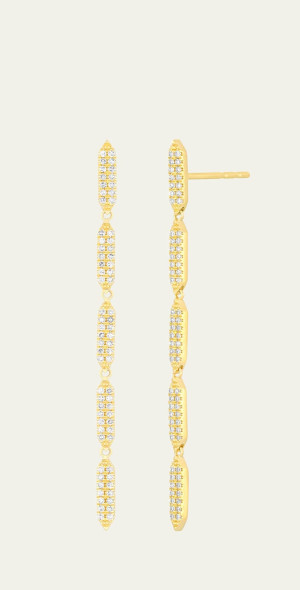 EF Collection - 14K Yellow Gold Pave Diamond On Point Drop Earrings