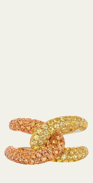 Gemella Jewels - 18K Yellow Gold Intertwin Orange and Yellow Sapphire ...