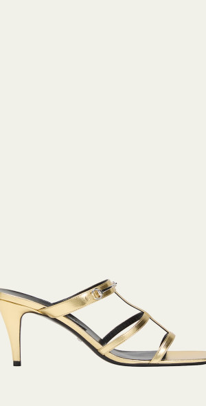Gucci - Horsebit Metallic Leather Stiletto Sandals