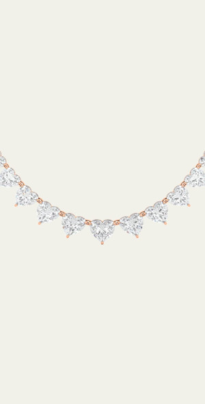 HauteCarat - 18K Graduated Heart Shape Lab Grown Diamond Necklace