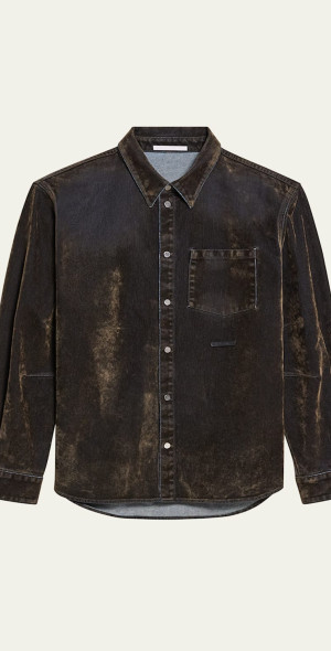 Helmut Lang - Men's Flocked Denim Curved Shirt