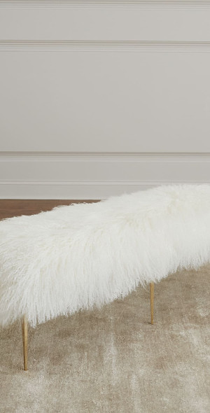 Interlude Home - Antanette Sheepskin Bench with Stiletto Legs