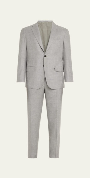 Kiton - Men's Pearl Grey Textured Suit