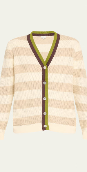 Kule - The Raven Striped Cotton Crochet Cardigan