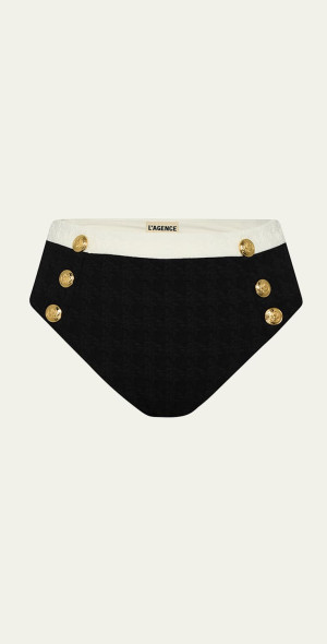L'Agence - Vanessa Colorblock Chic High-Waist Bikini Bottoms