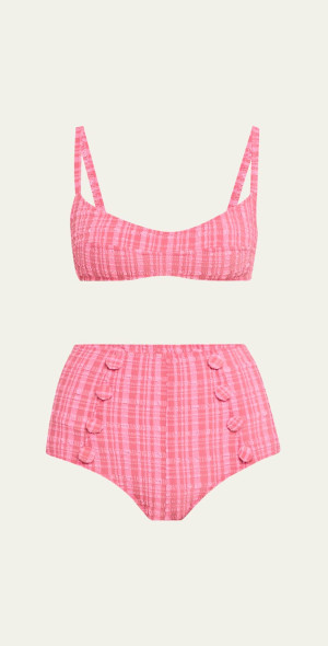 Lisa Marie Fernandez - Striped Seersucker Balconette Two-Piece Swimsuit