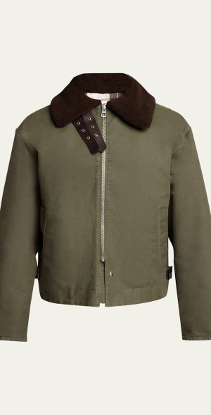 Loewe - Men's Cotton Shearling-Collar Aviator Jacket